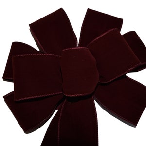 Dark Burgundy Velvet Wired Bow - Handmade Bow - Outdoor Bow - Christmas ...