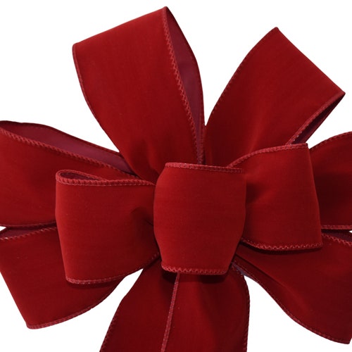Bright Red Velvet Wired Wreath Bow Christmas Bow Holiday - Etsy
