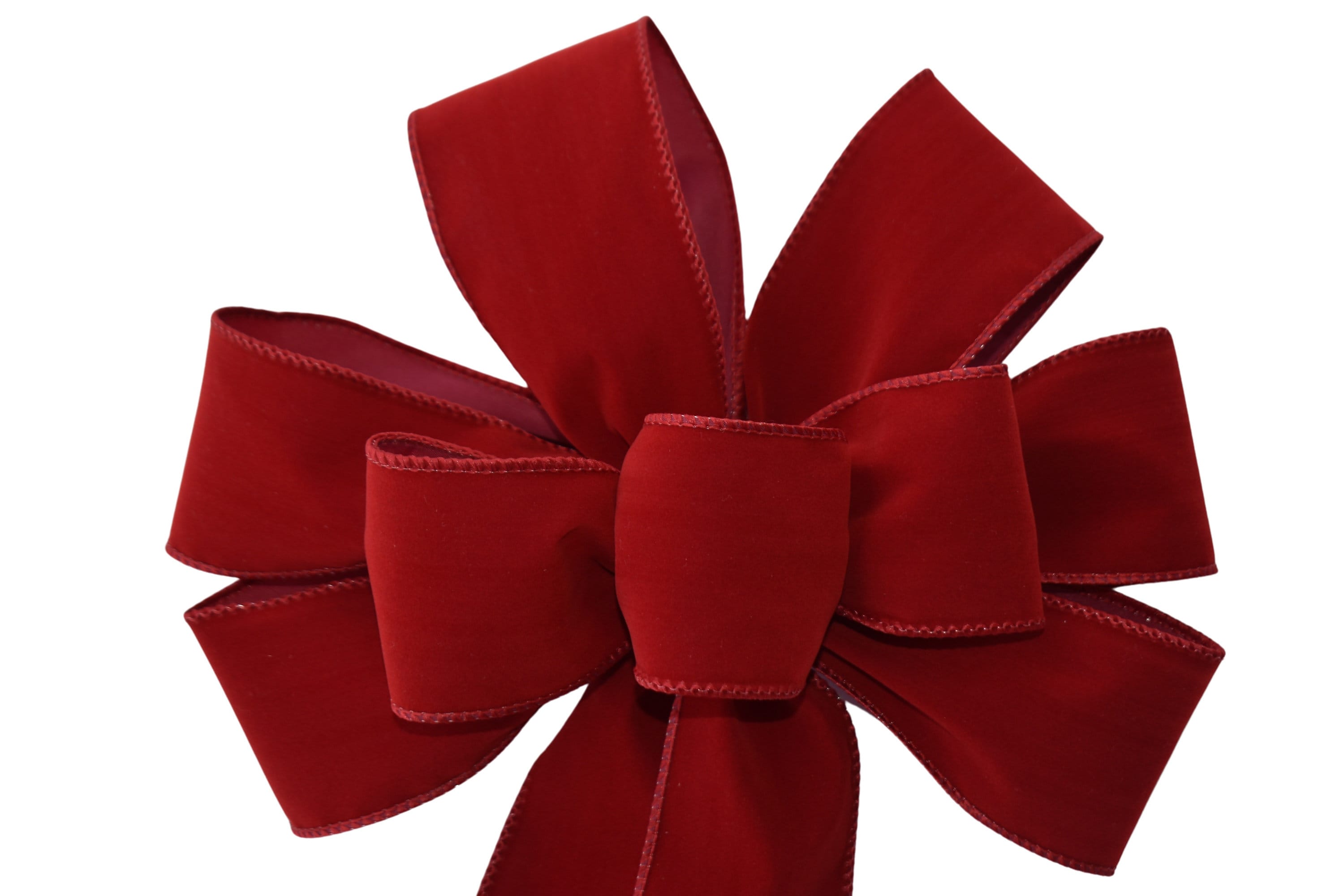 Dark Red Velvet Wired Wreath Bow Brick Red Bow Holiday Red Bow