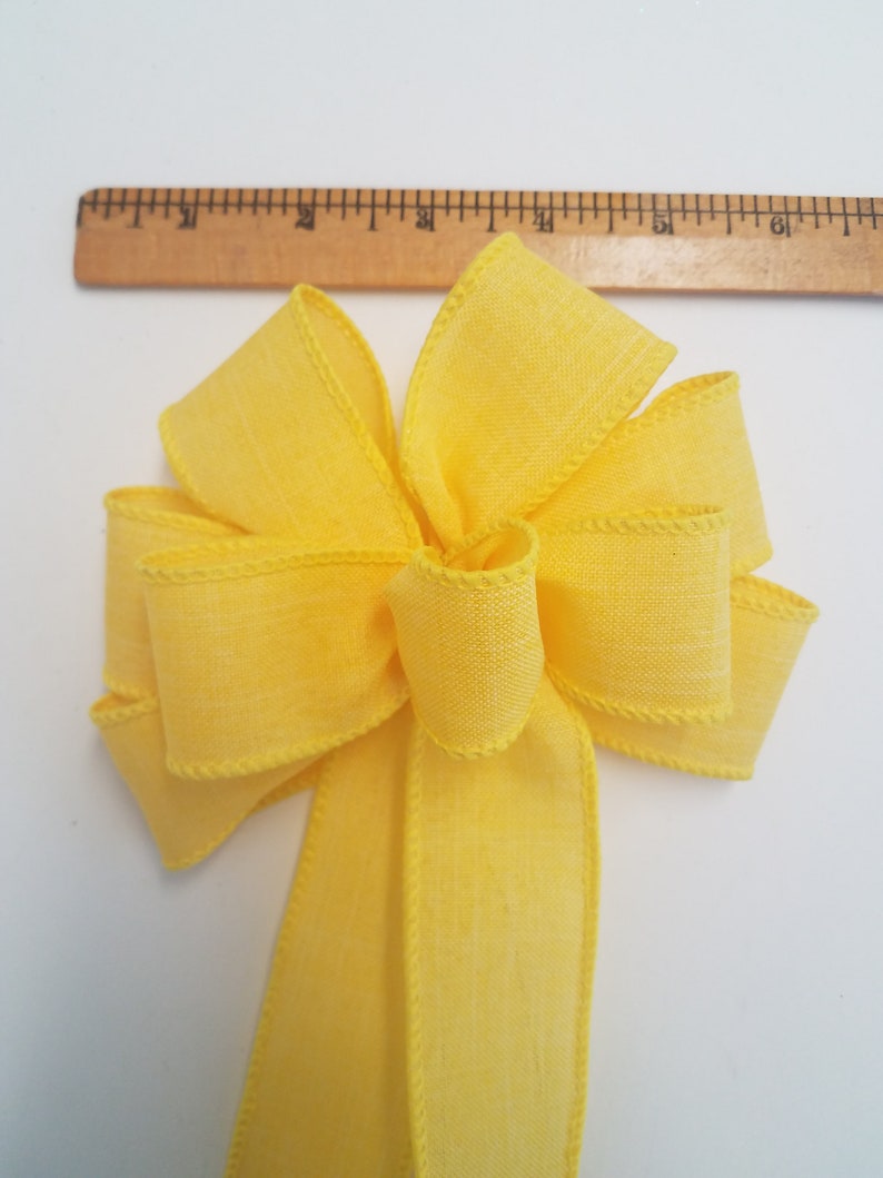 Small 5-6 Wired Bright Yellow Linen Bow - Etsy
