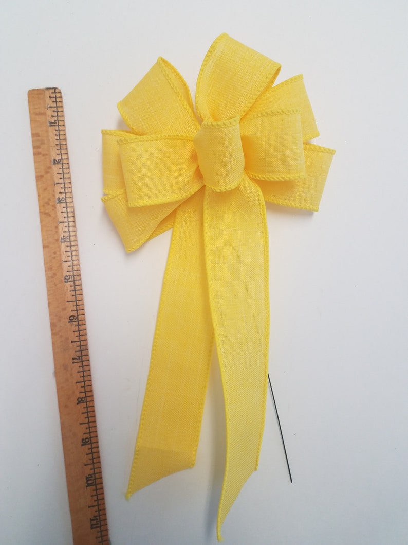 Small 5-6 Wired Bright Yellow Linen Bow - Etsy