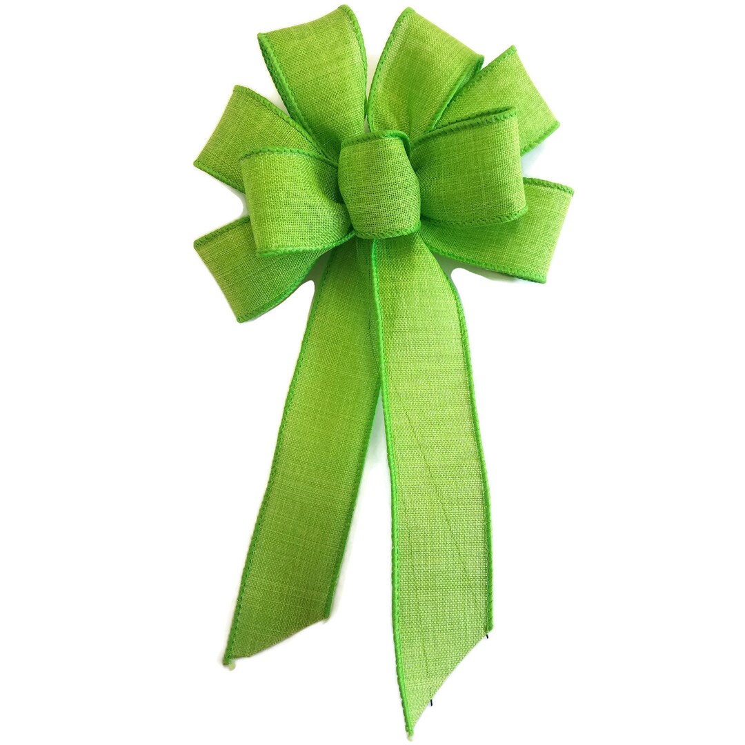 Small 5-6" Wired Lime Green Linen Bow - Etsy