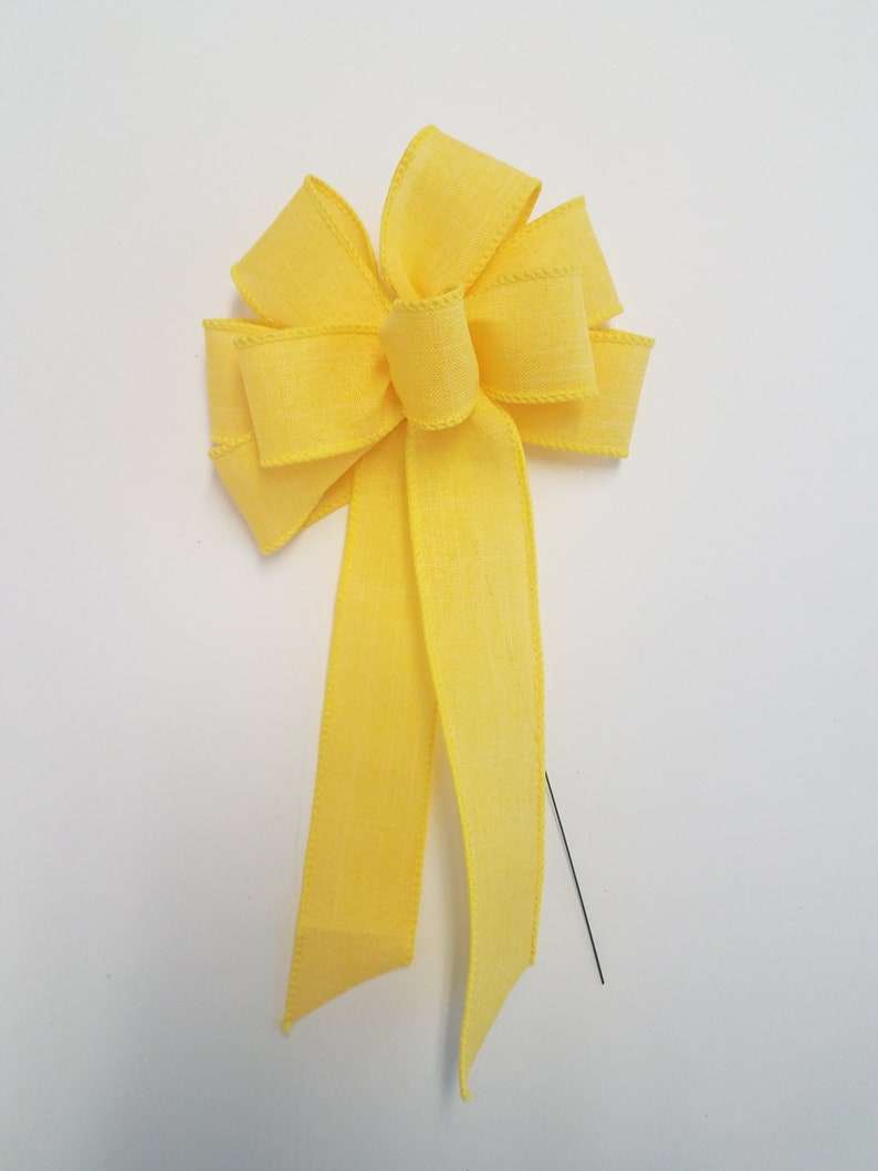 Small 5-6 Wired Bright Yellow Linen Bow - Etsy