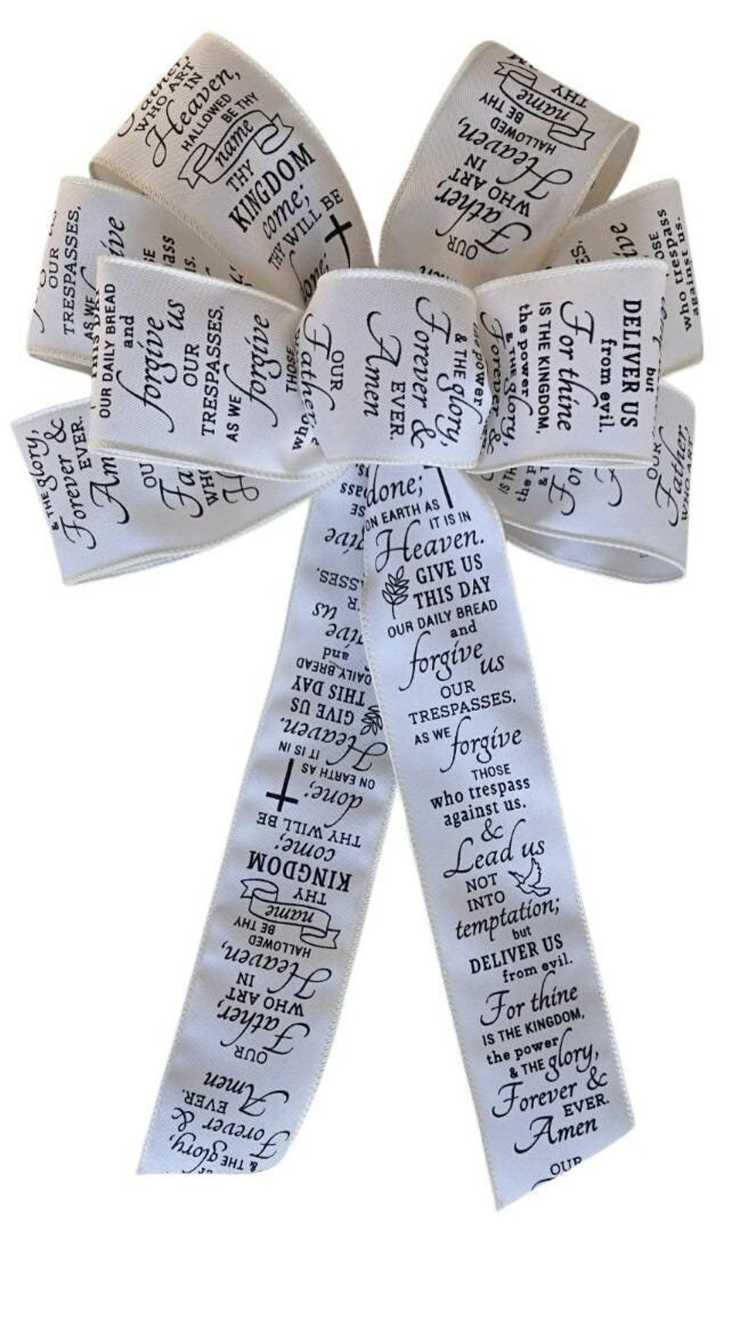 Lord's Prayer Bow Bow Black and Natural Bow Wired Wreath Bow Handmade ...