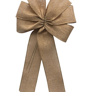 Natural Burlap Handmade Wired Bow - Choose Size - Fall Bow - Autumn Bow ...