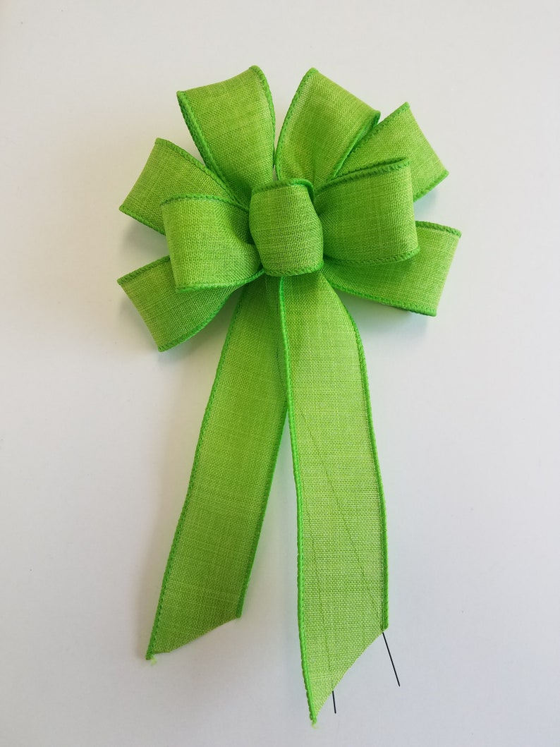 Small 5-6 Wired Lime Green Linen Bow - Etsy