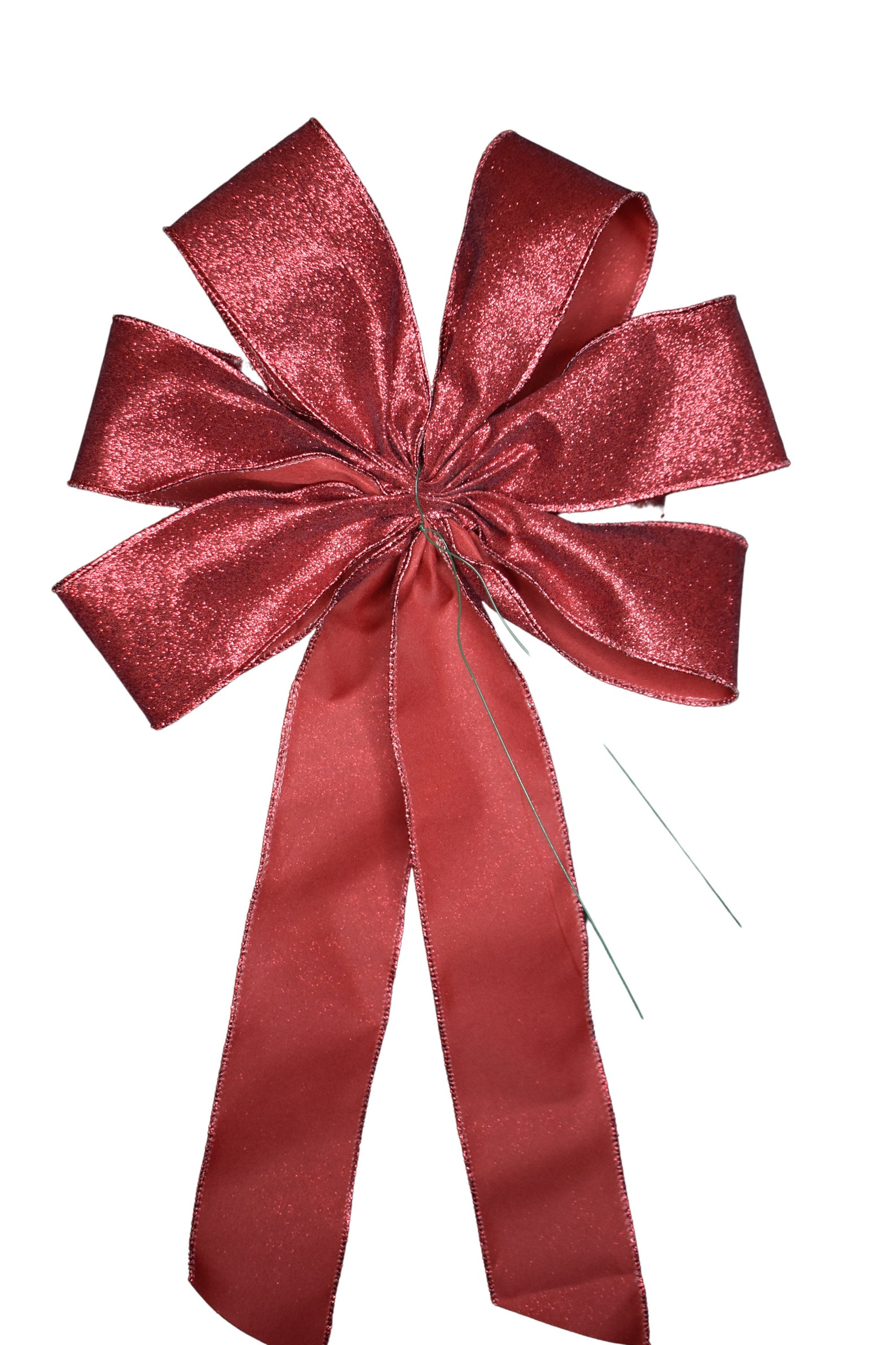 Metallic Red Bow - Wired Wreath Bow - Christmas Bow - Holiday Bow ...