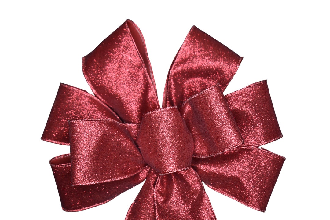 Metallic Red Bow - Wired Wreath Bow - Christmas Bow - Holiday Bow ...