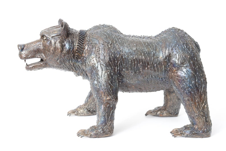 Recycled Metal Bear Sculpture Walking - Etsy