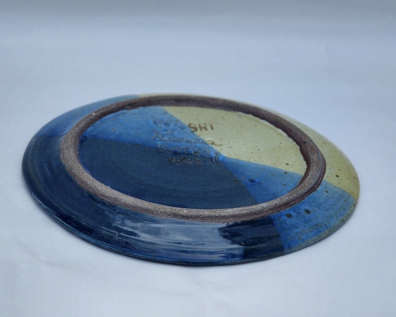 Stoneware Tri-color Plate | Blue & Yellow Plate | Handmade Plate ...