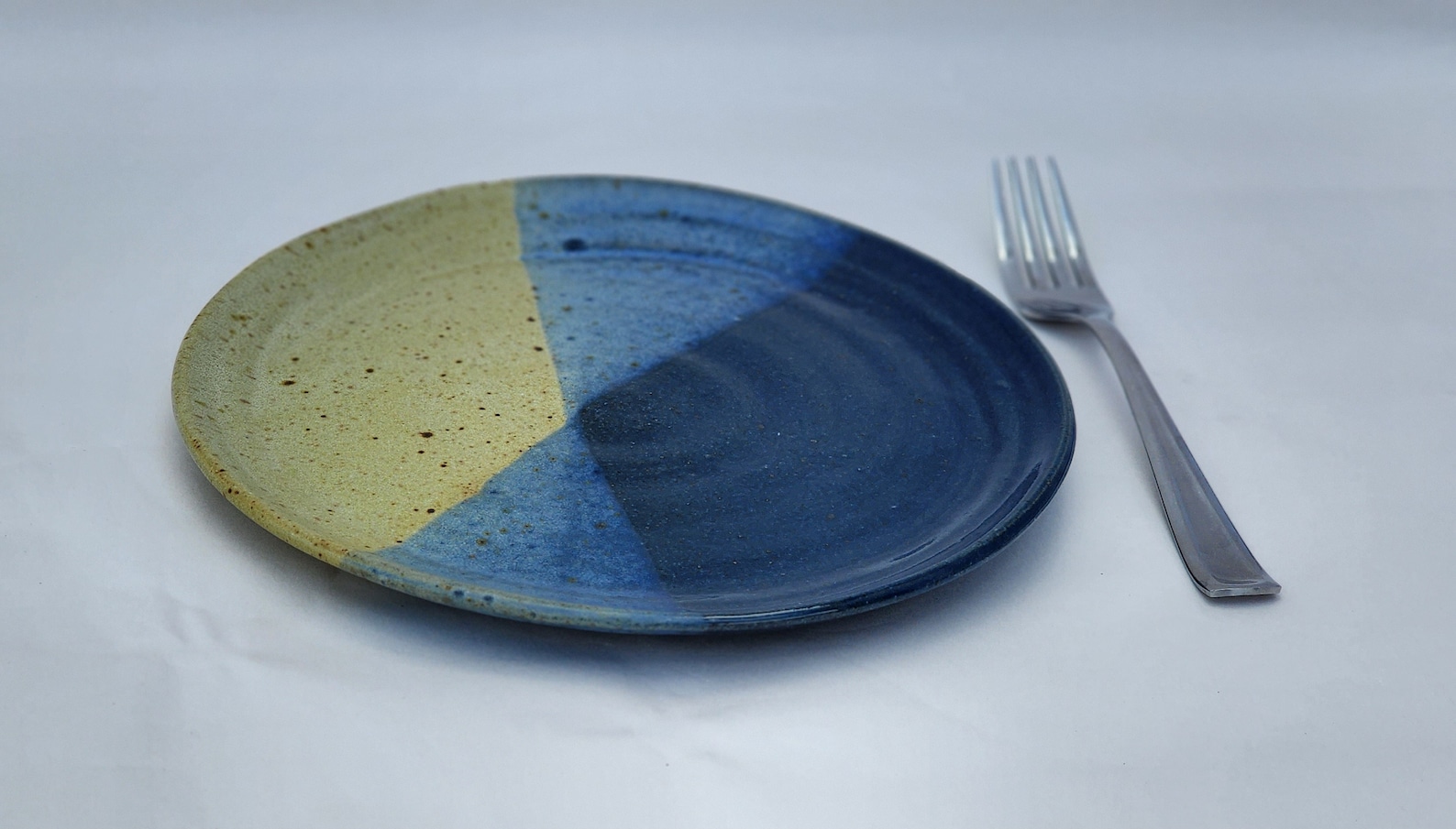 Stoneware Tri-color Plate | Blue & Yellow Plate | Handmade Plate ...
