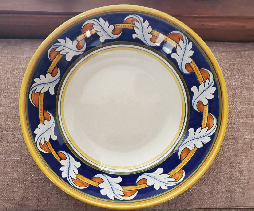 Present Tense Hand Painted Bellissimo Pottery Large Serving Bowl Italy ...