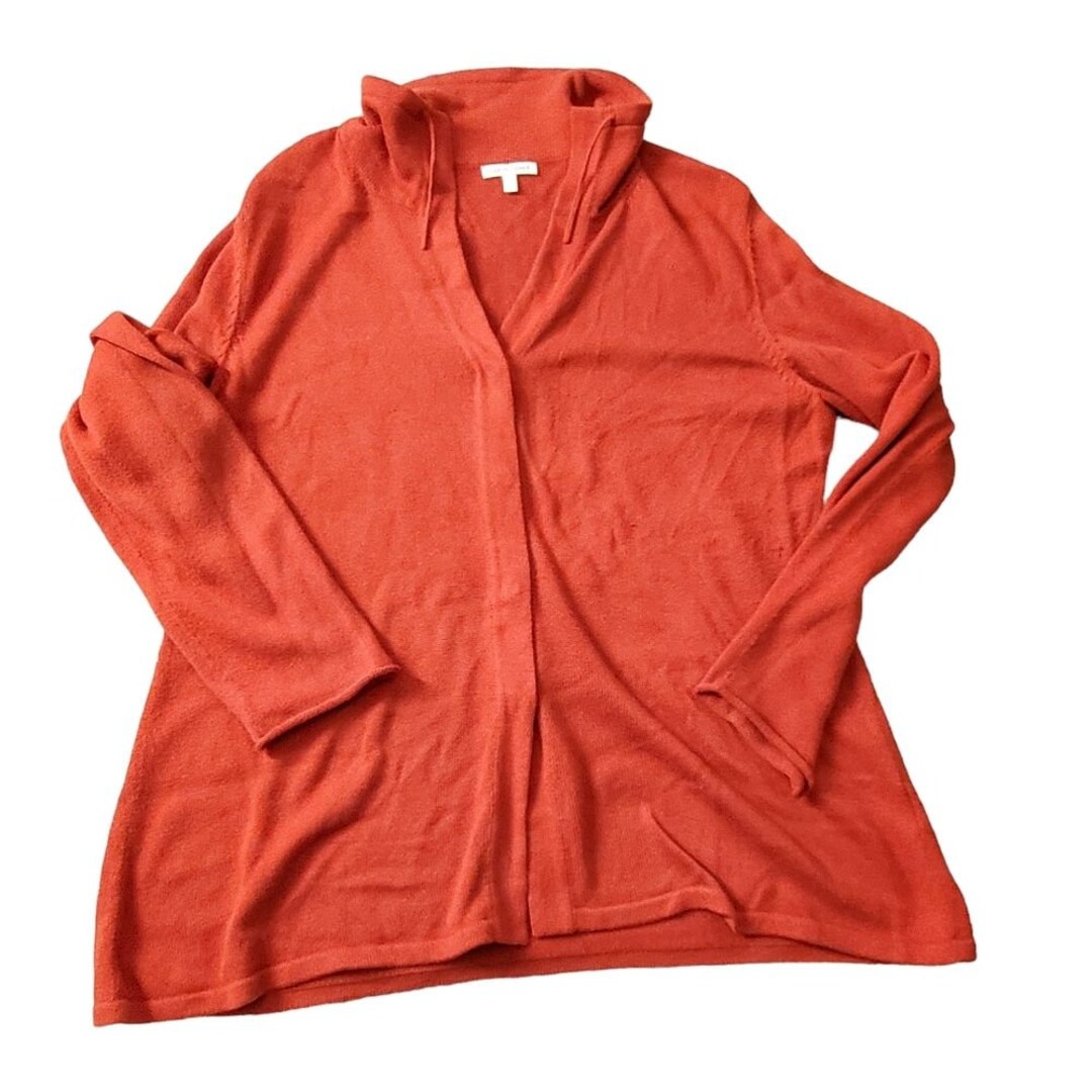 Eileen Fisher Burnt Orange Organic Cotton Cardigan Sweater Collared Sz ...
