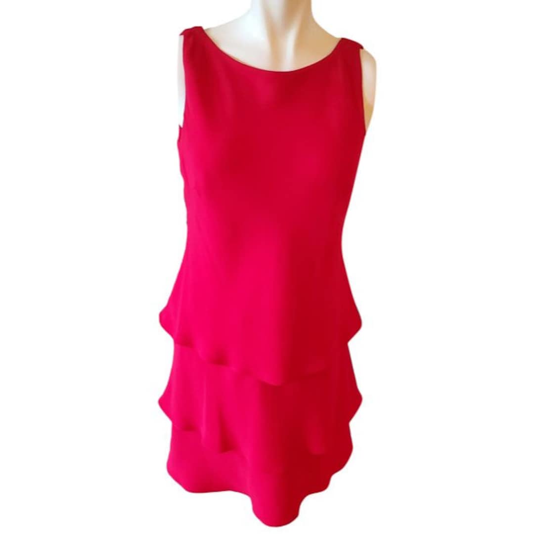 Evan Picone Red Paint the Town Layered Sleeveless Crepechiffon Short ...