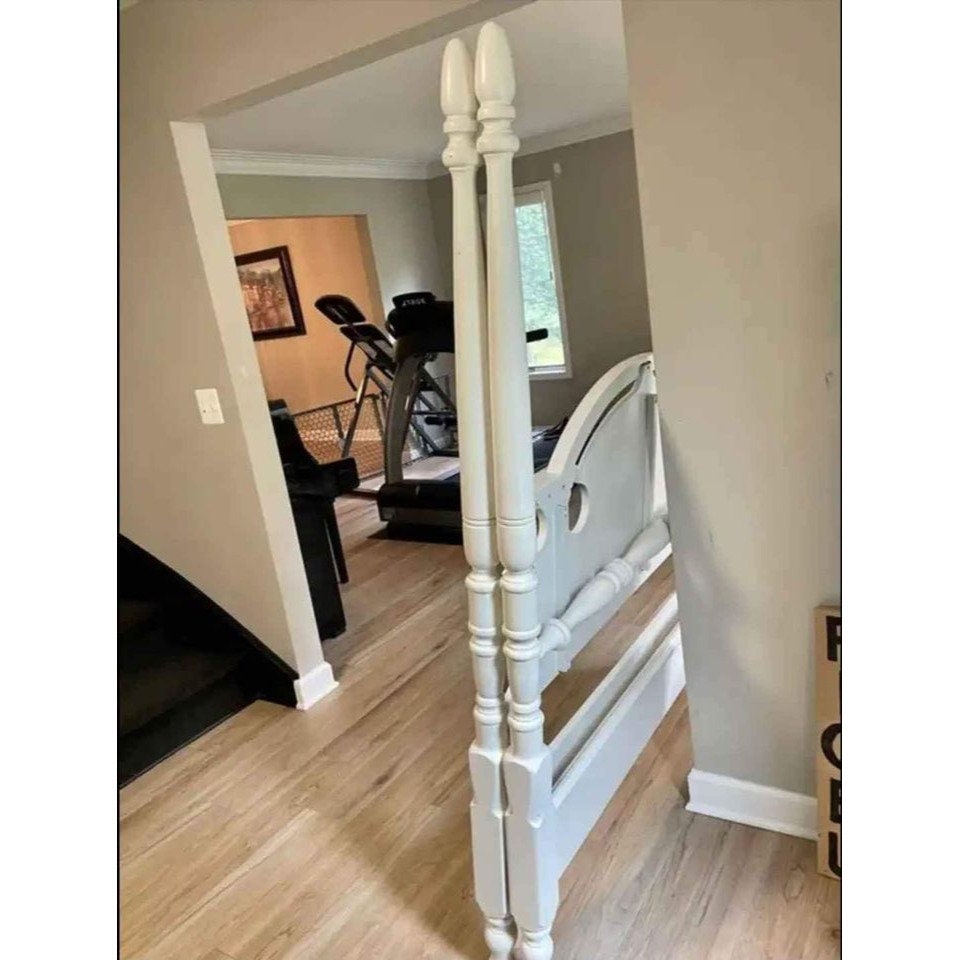 Antique Vintage Cherry wood 4 Poster Queen Size Bed Upcycled Painted White Farmhouse Coastal Bed Etsy