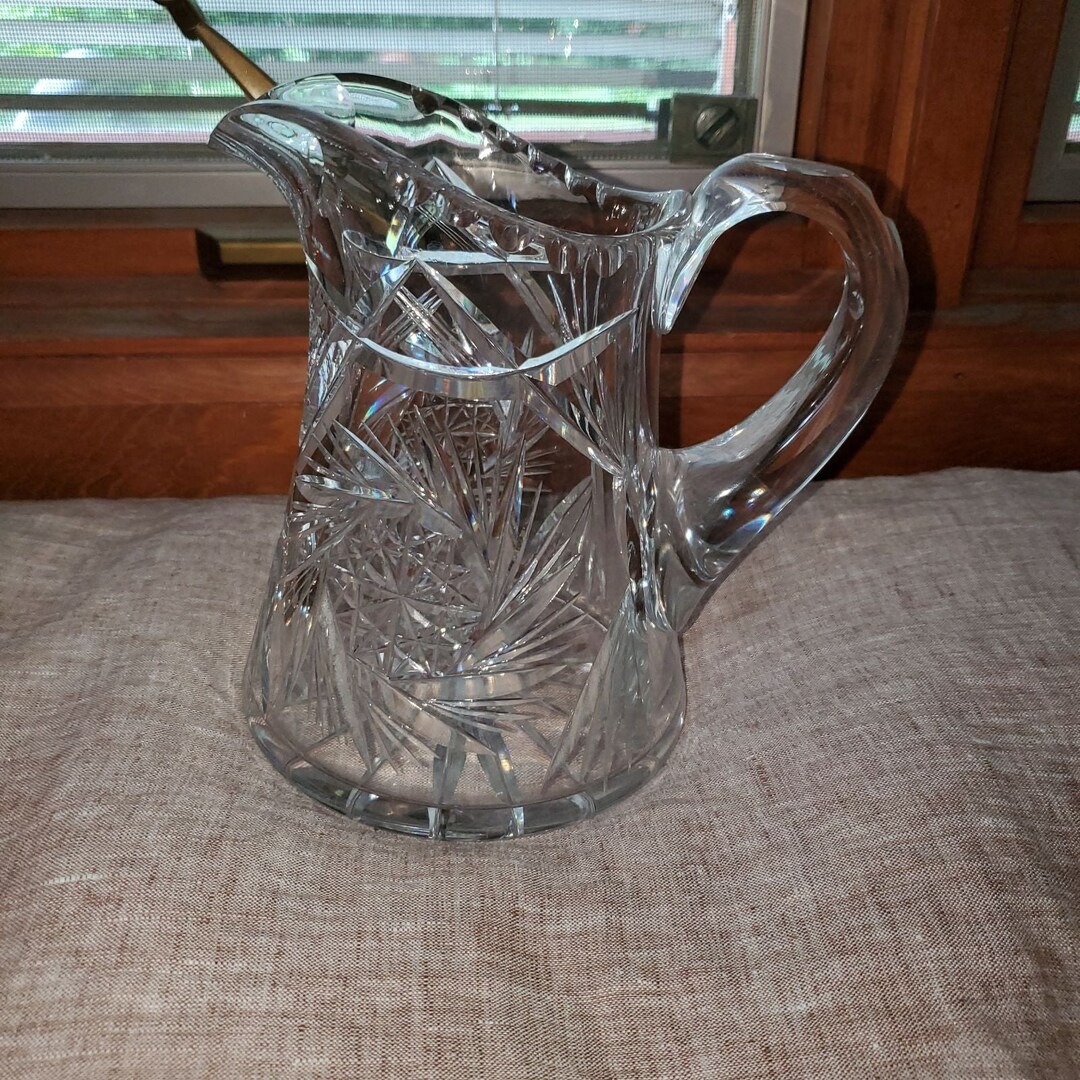 American Vintage Hand Cut Crystal Water Pitcher - Etsy