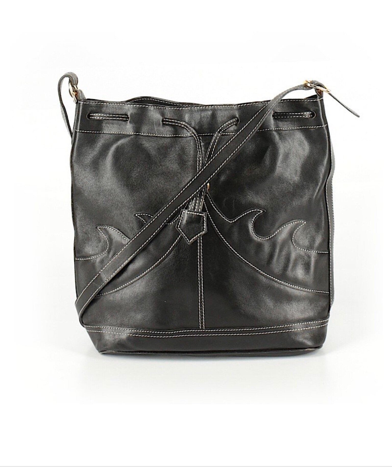 Rappi Italy Black Italian Leather Shoulder/crossbody Western W/ Gold ...