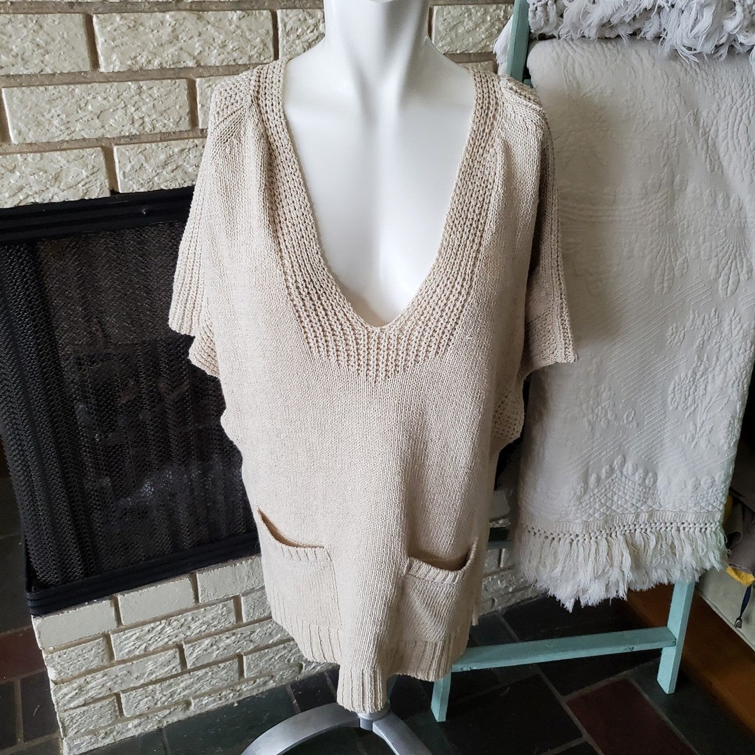 Massimo Dutti Beige Linen Blend Textured Tunic Sweater M - Etsy