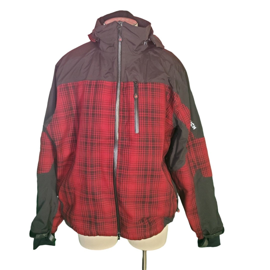 Woolrich Mens Loxley Red/black Plaid Waterproof Removable Hood Utility ...
