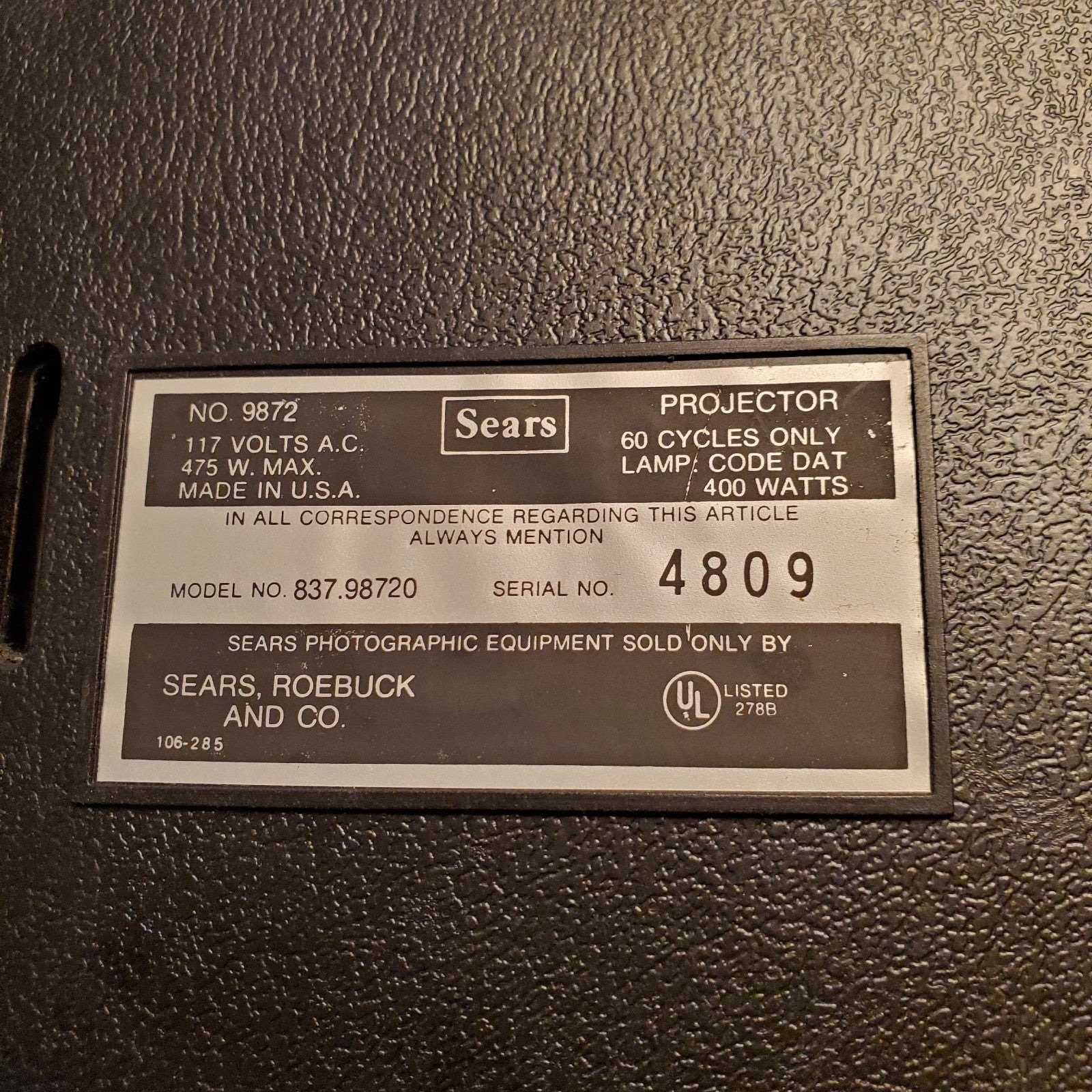 Sears Vintage Whispermatic Carousel Slide Projector 9872 - Etsy