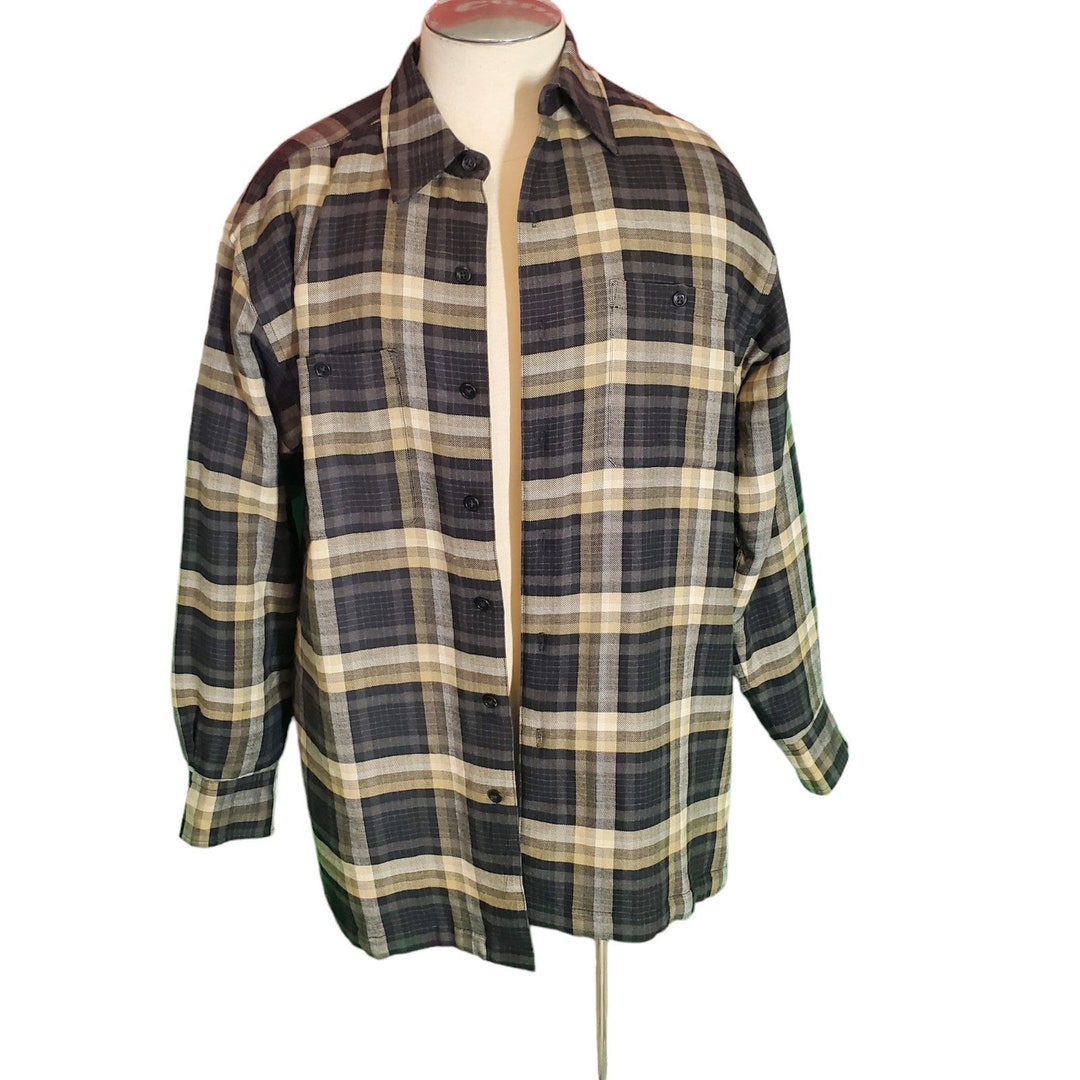 Men's Insulated Wool Flannel Shacket Plaid Heavyweight Button Down ...