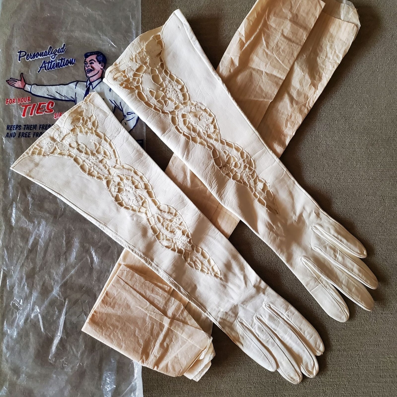 Vintage 1920s Long Leather Boho Crochet Lace Cut-out Gloves XS - Etsy