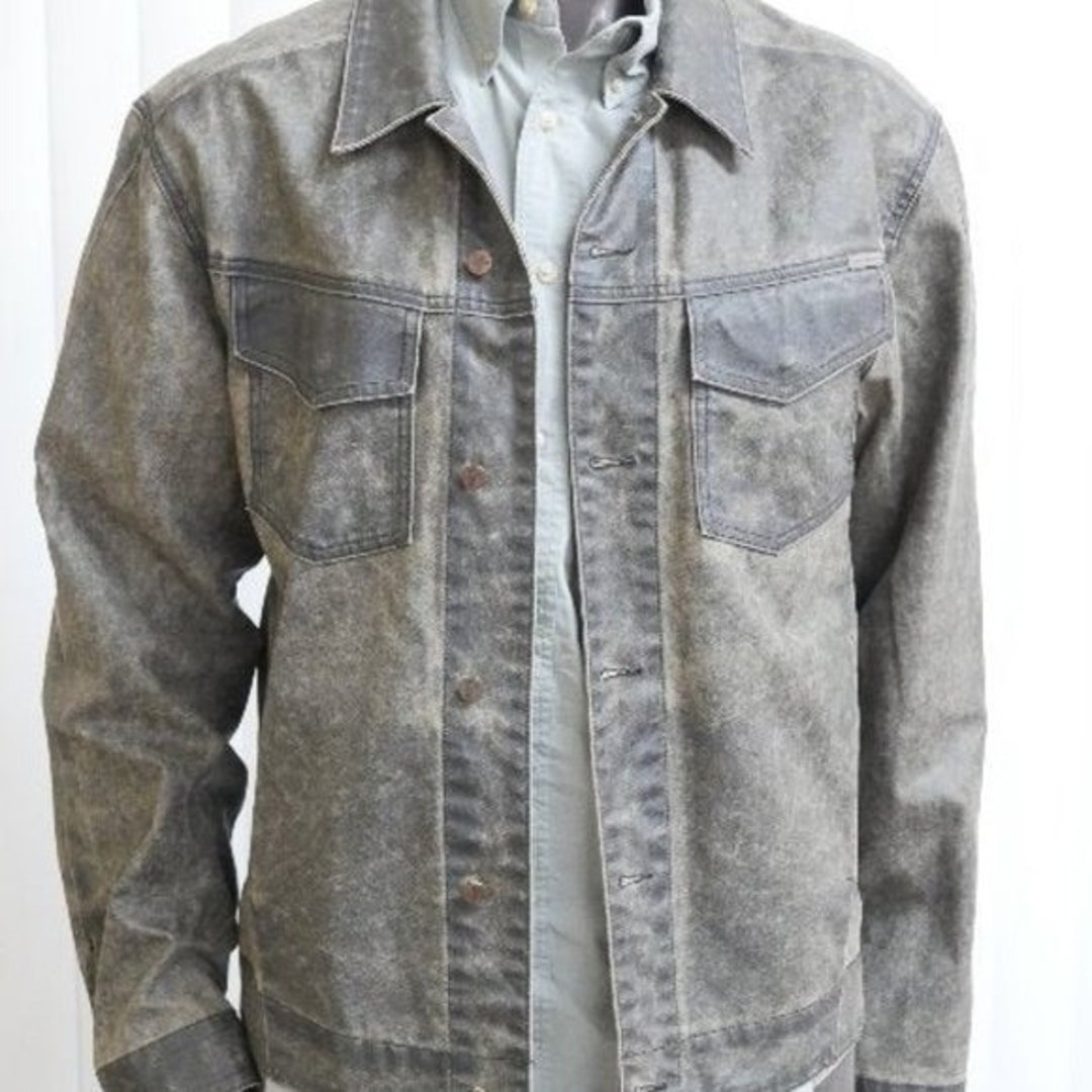 Calvin Klein Gray Coated Denim Trucker Jacket XL - Etsy