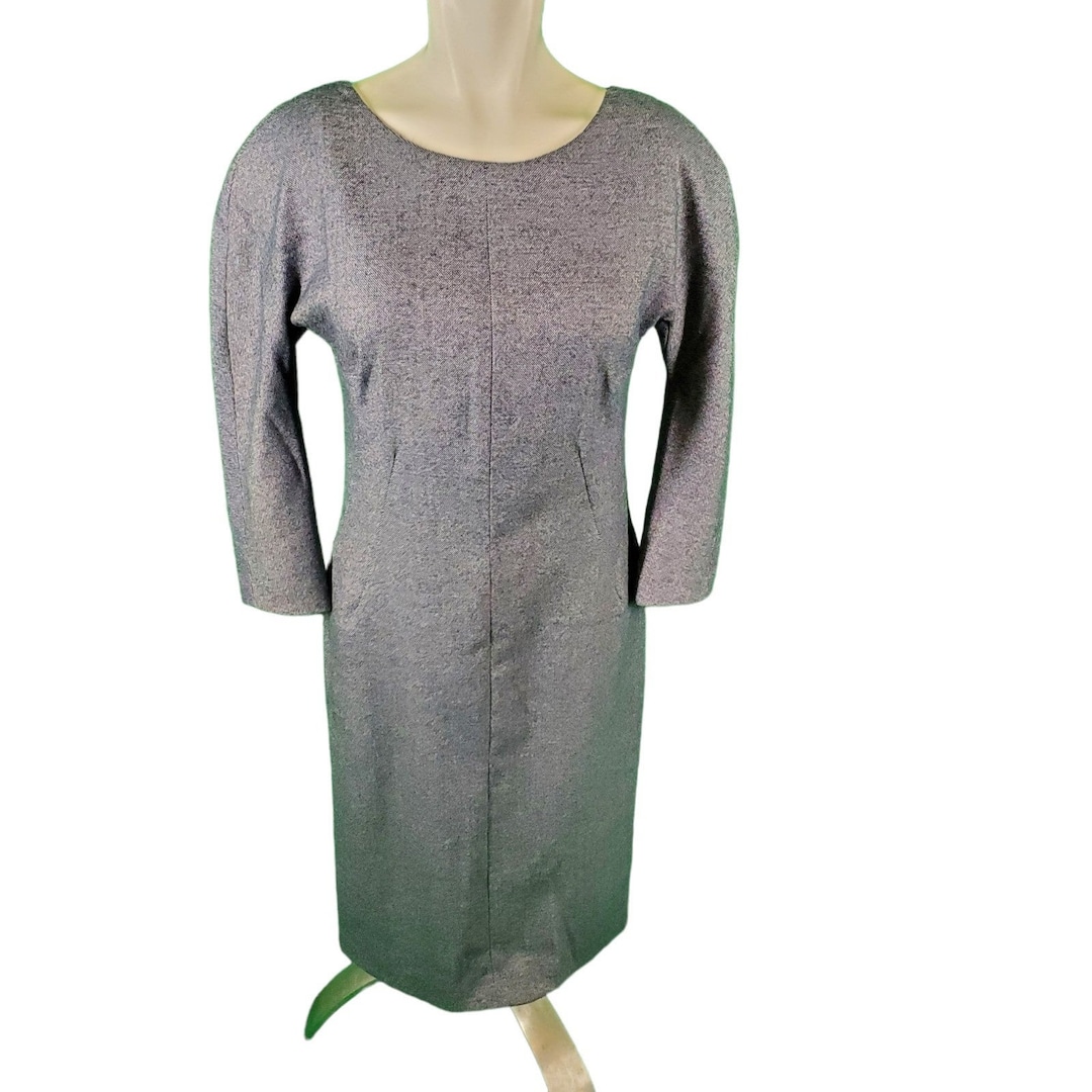 Luisa Beccaria Vintage Designer Tweed Wool Sheath Dress Navy Blue S - Etsy