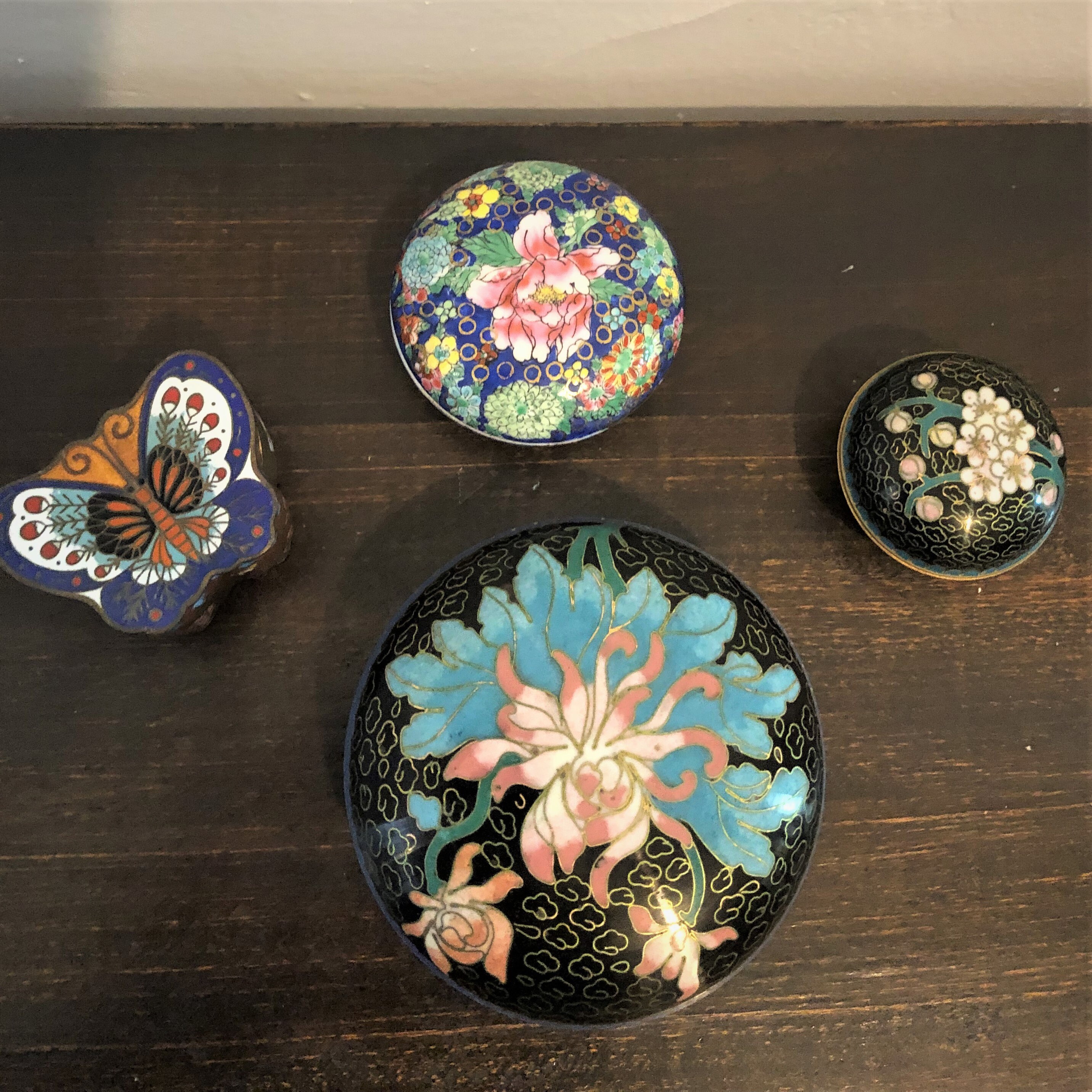 Vintage Chinese Three Cloisonné Enameled Box Floral Trinket - Etsy