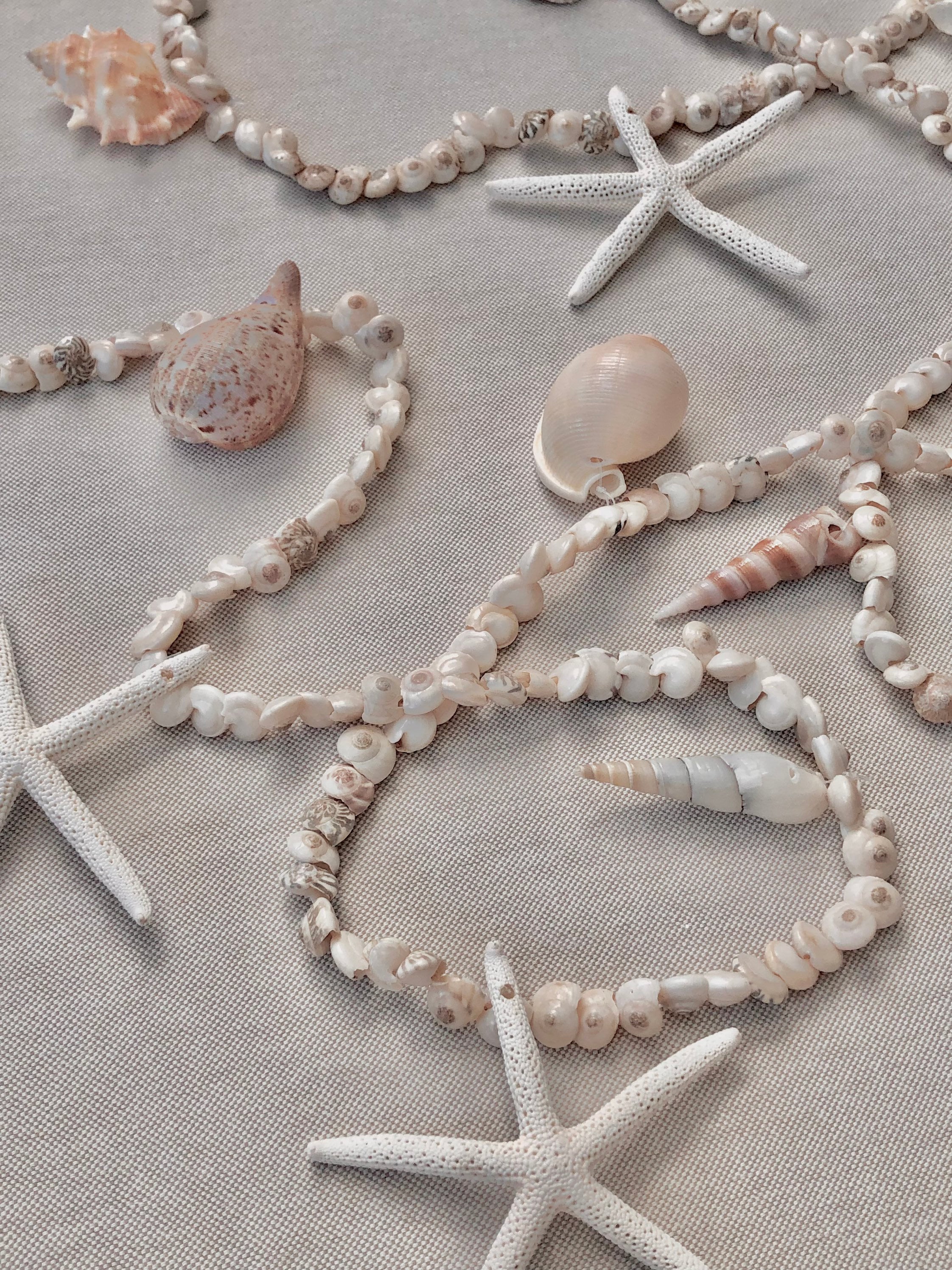 Seashell Starfish Garland, Shell Decor, Beach Holiday Mantel Garland ...