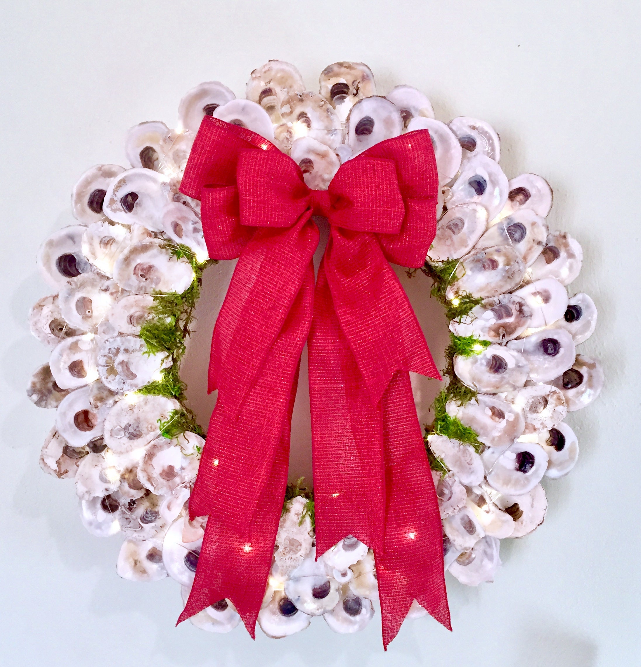 Christmas Wreath Oyster Shell Wreath Beach Decor Front Door | Etsy