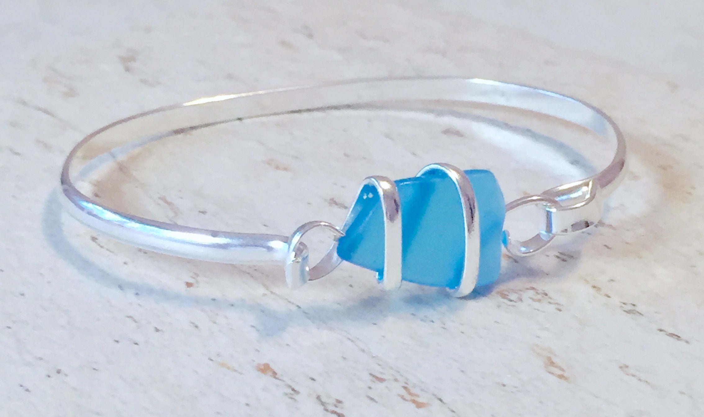 Sea Glass Bracelets Blue Sea Glass Bracelet Silver Sea Glass | Etsy