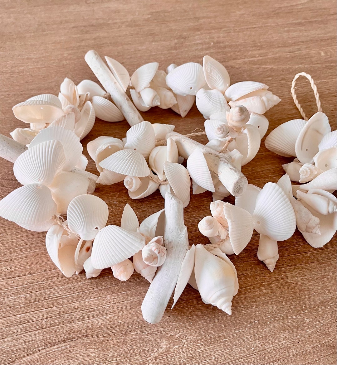 Shell Driftwood Garland, Beach Garland, Beach Home Decor, White Shell ...