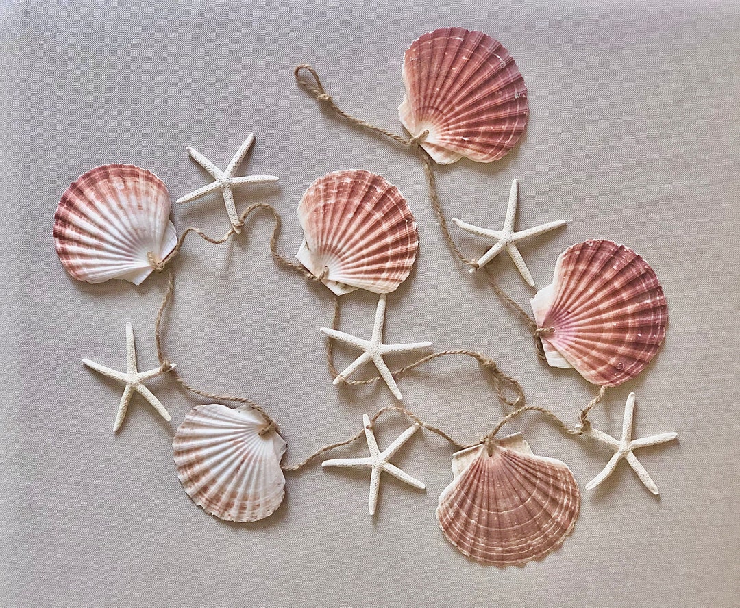 Starfish Shell Garland, Beach Shell Garland, Beach Home Decor, Beach ...