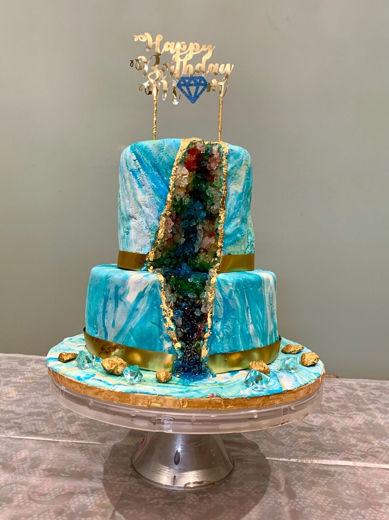 CAKE TOPPER SVG Topper Design File Gem Party Decor Svg Geode Cake ...