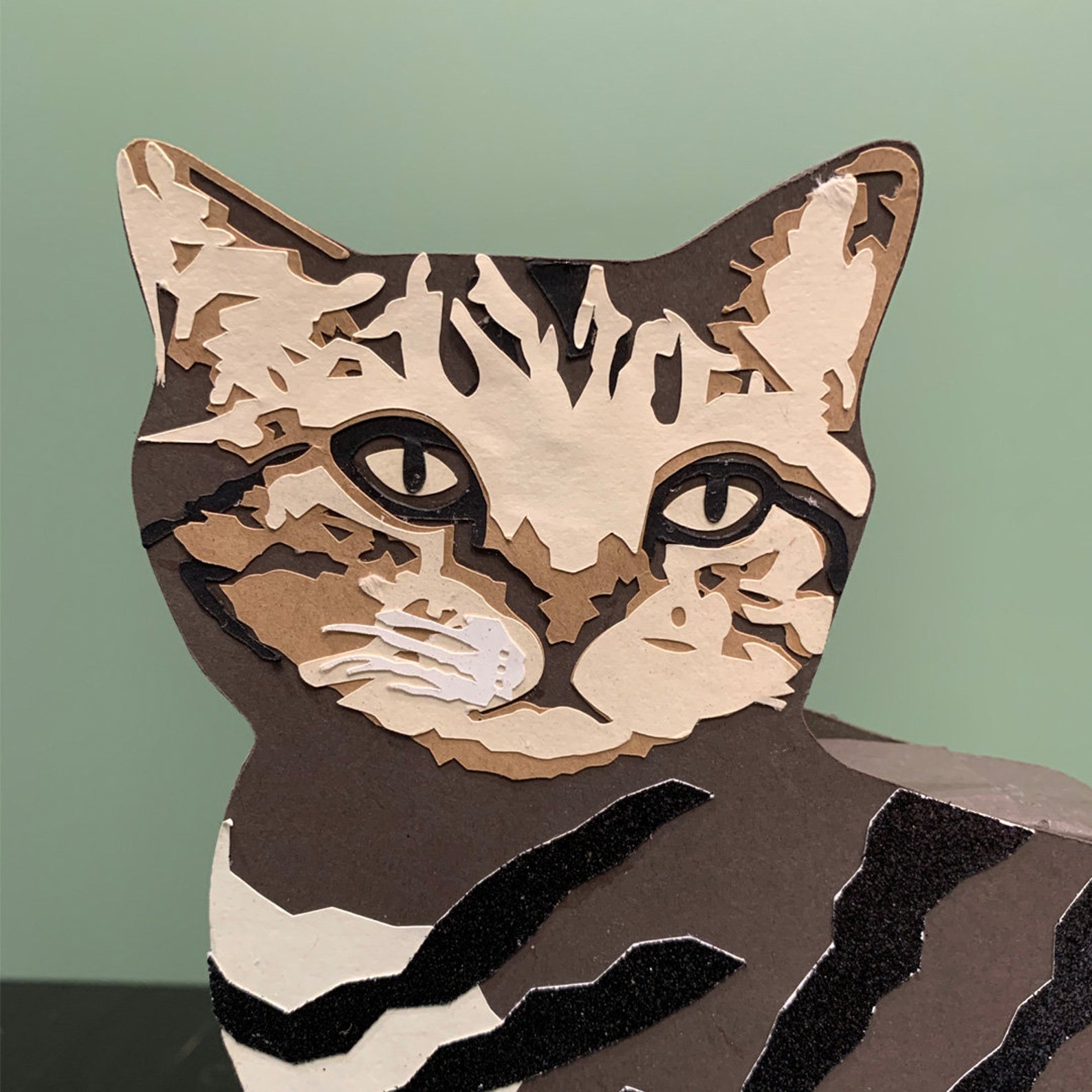 Lasercut Cat Portrait Art | Pet Memorial | Cardstock | Tabby Cat ...