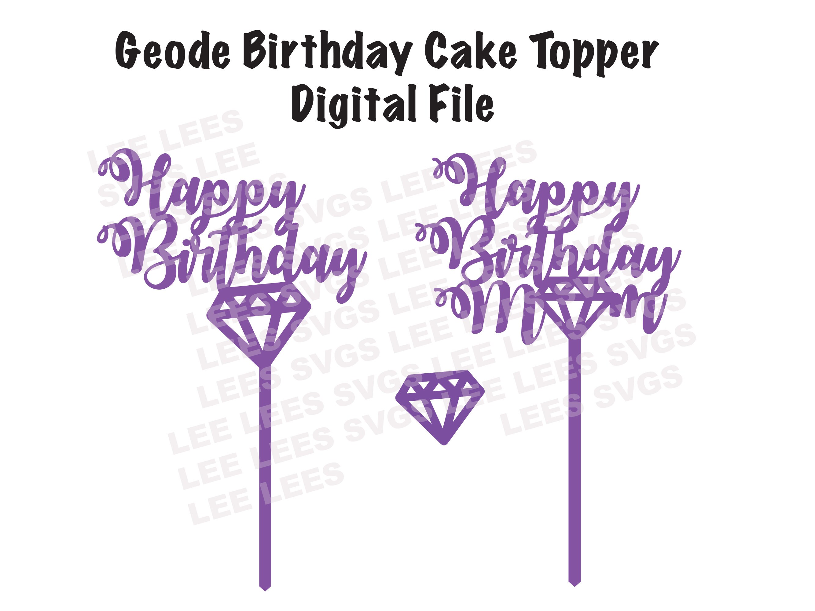 CAKE TOPPER SVG Topper Design File Gem Party Decor Svg Geode Cake ...