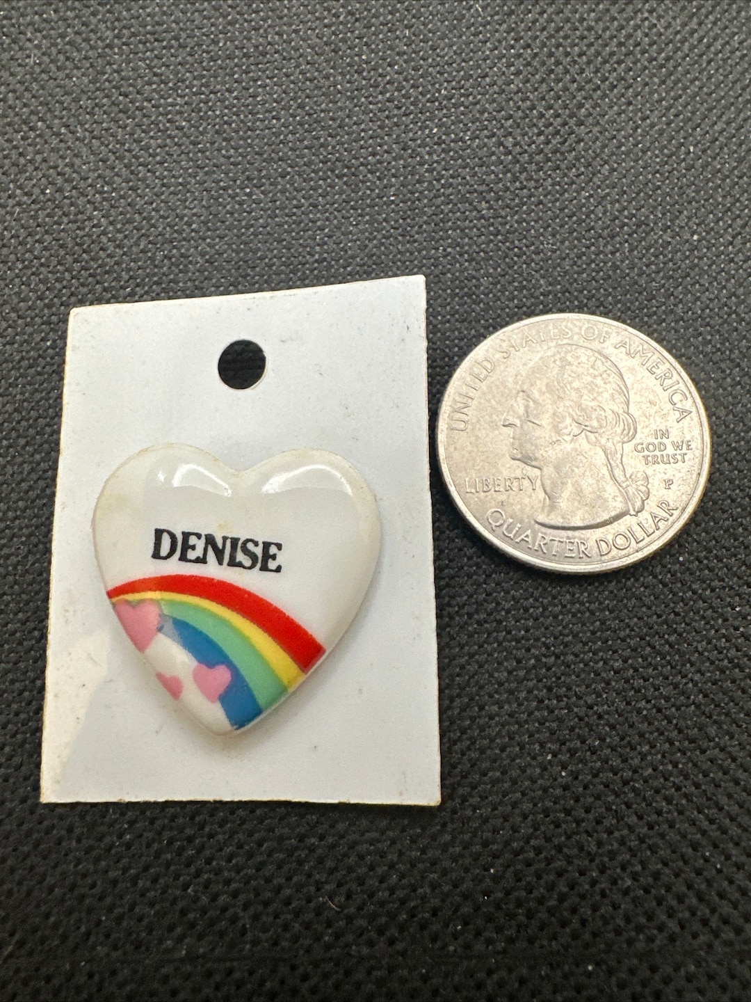 Vintage Rainbow Heart Name Pin DENISE Pinback for Jackets, Hats ...