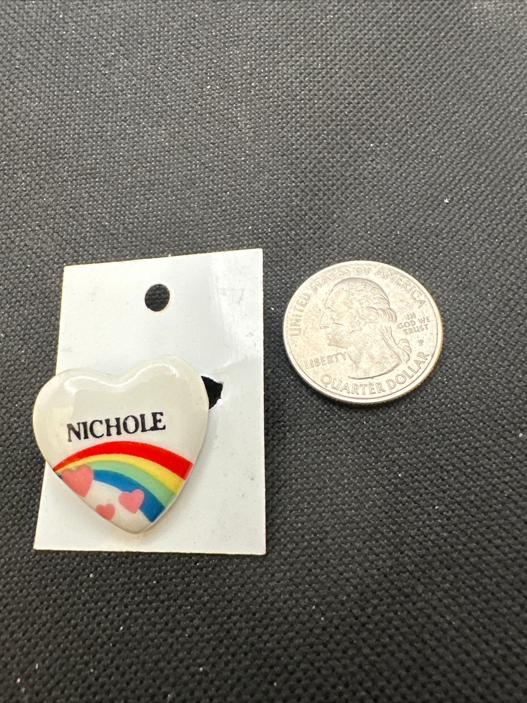 Vintage Rainbow Heart Name Pin NICHOLE Pinback for Jackets, Hats ...