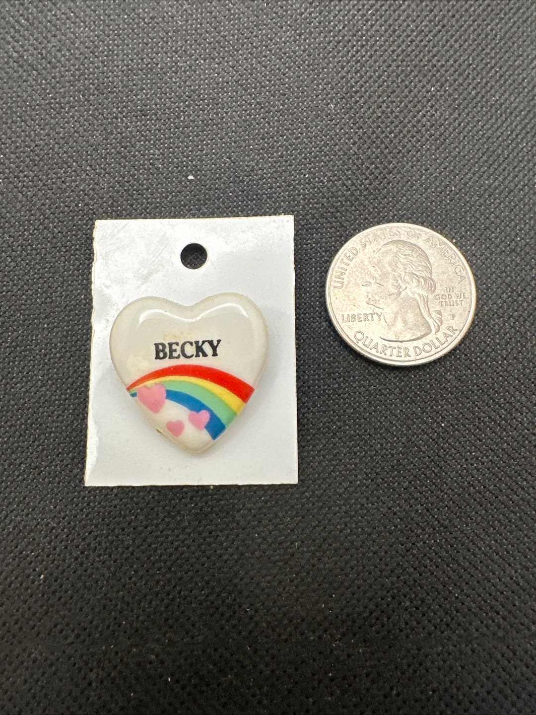 Vintage Rainbow Heart Name Pin BECKY Pinback for Jackets, Hats ...