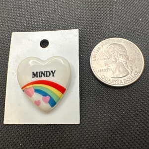 Vintage Rainbow Heart Name Pin MINDY Pinback for Jackets, Hats ...