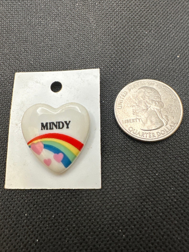 Vintage Rainbow Heart Name Pin MINDY Pinback for Jackets, Hats ...