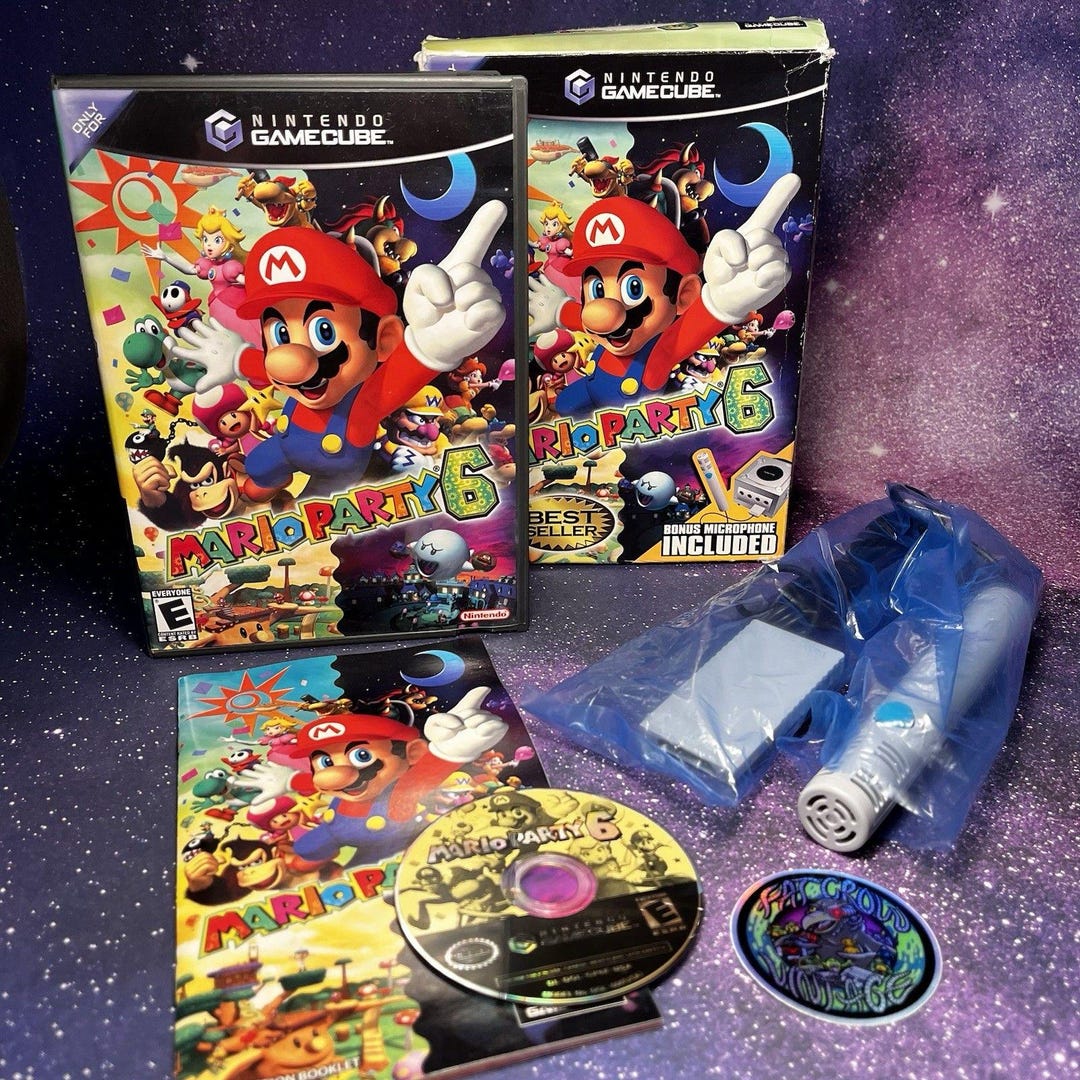 Mario Party 6 Nintendo Gamecube Complete Box Set Tested W Microphone ...