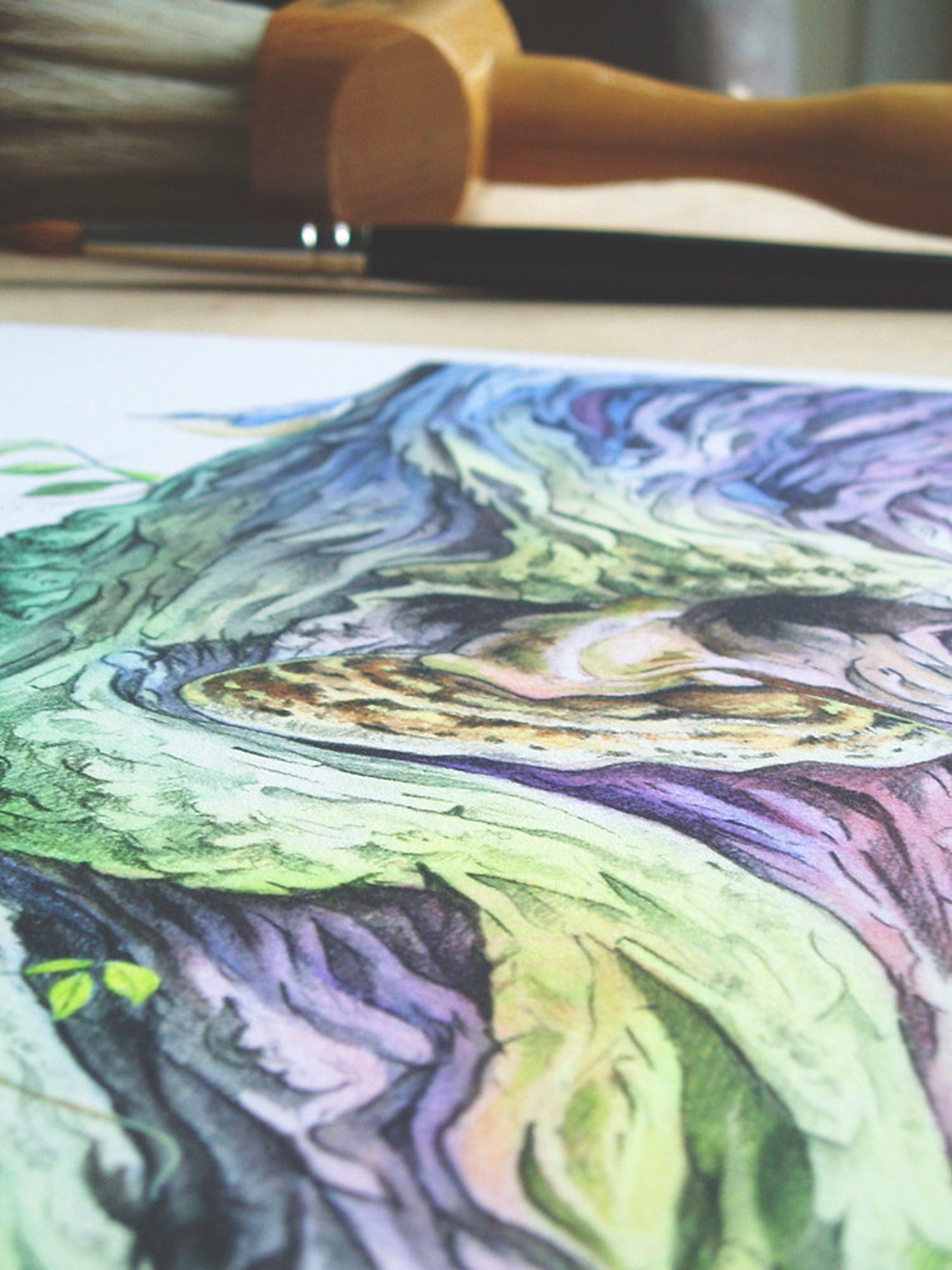 Gnarly Old Chestnut Tree Character Illustration, Print 7 X 5 Inches ...