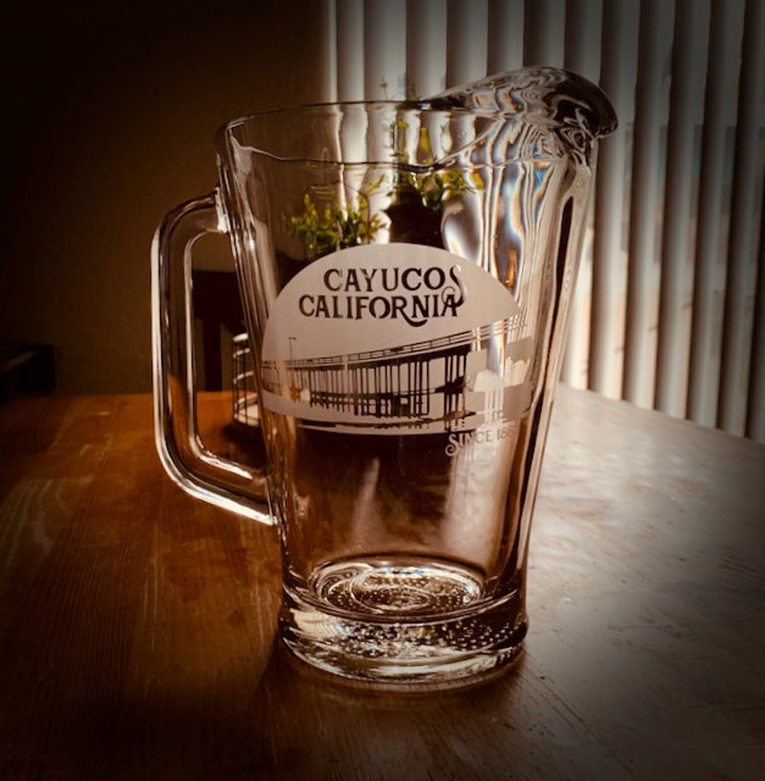 Custom Engraved Glass Beer Pitcher 60oz - Personalized Etched Barware ...