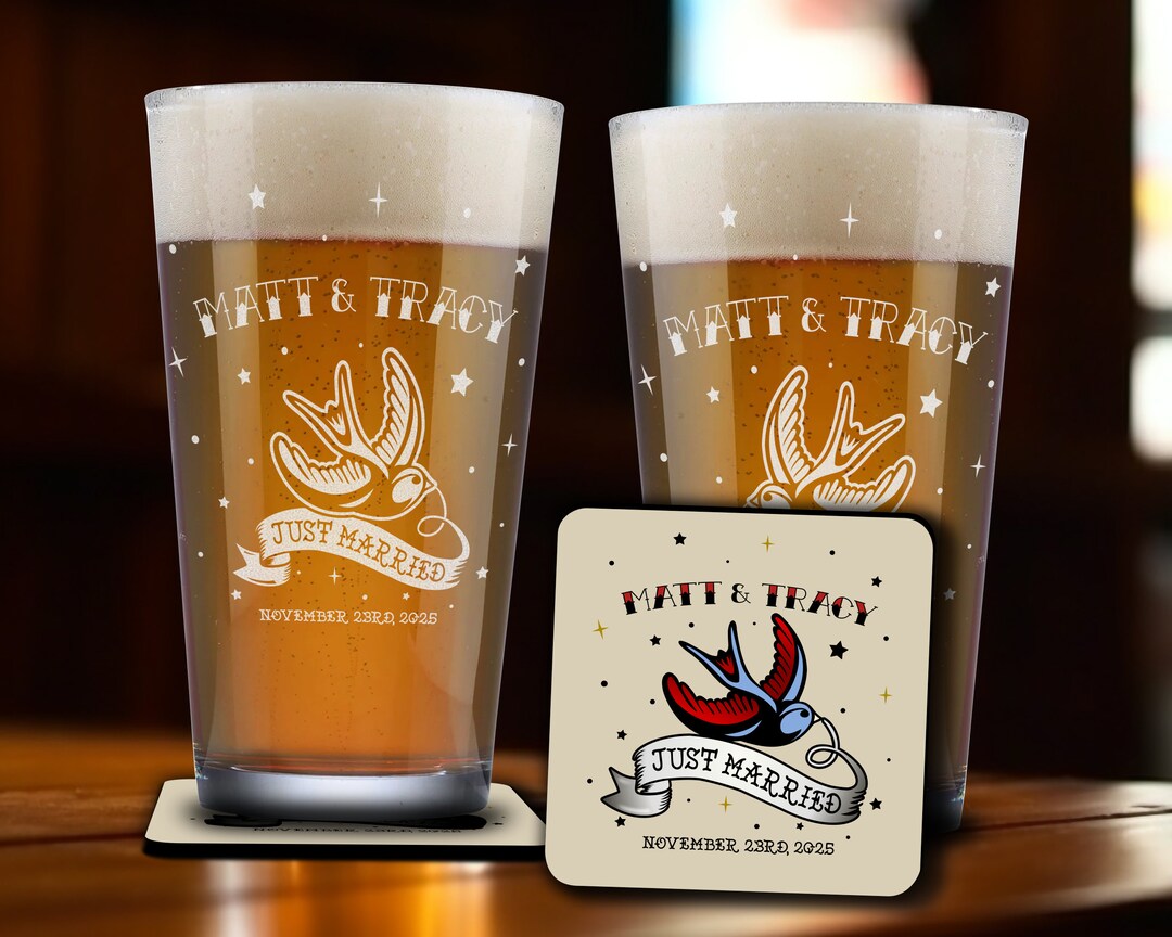 Personalized Etched Beer Pint Glass Gift for Couples Engraved Cocktail ...