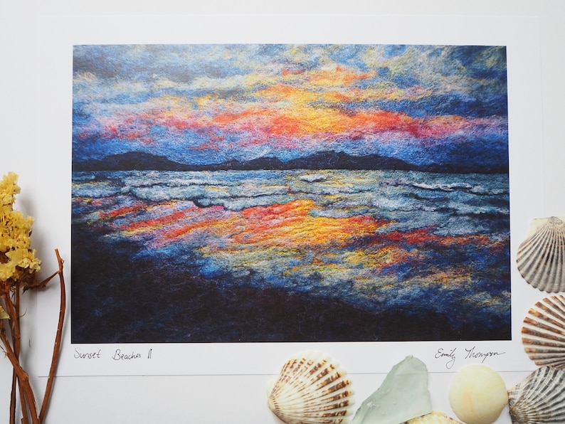 Sunset Beaches II - Print of Needle Felted Original - Etsy