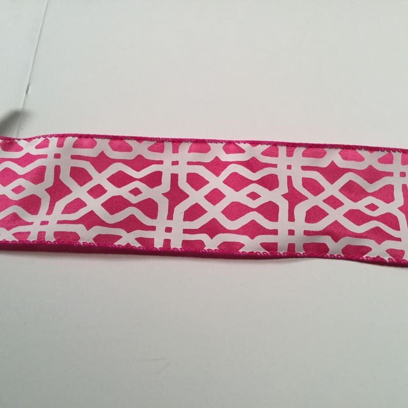 Bright Pink Ribbon Pink and White Ribbon Wired Ribbon for - Etsy