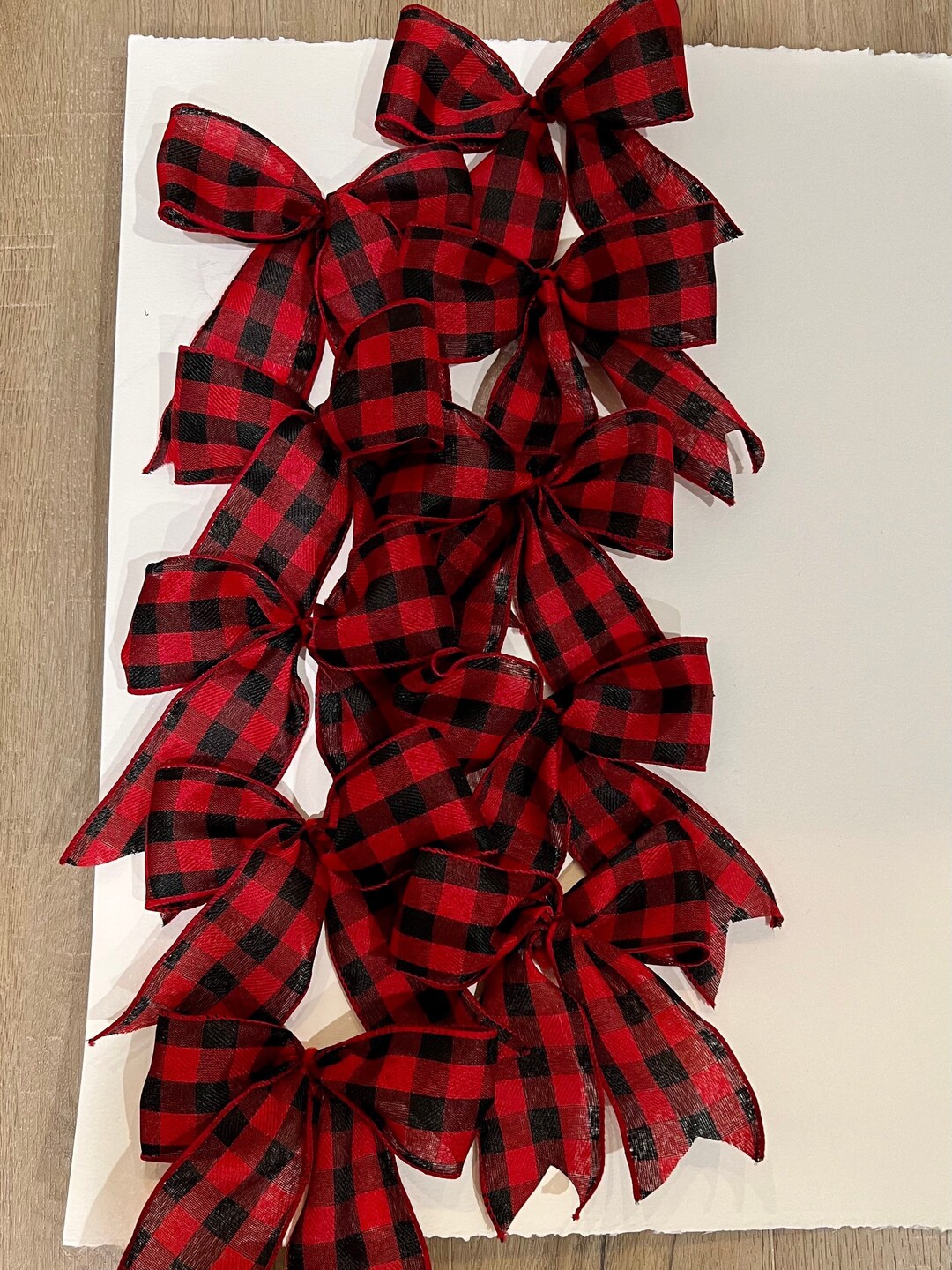 Buffalo Check Christmas Tree Bows, Black and Red Gift Bows, Holiday ...