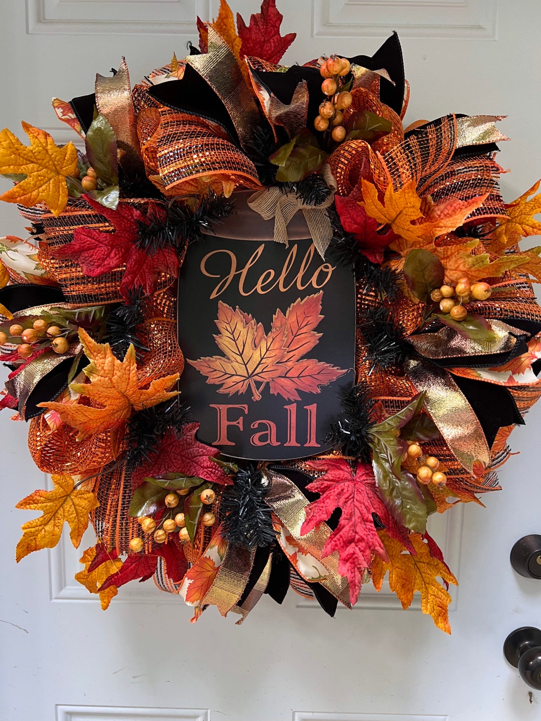 Welcome Fall Wreath, Autumn Door Wreath, Thanksgiving Wreath for Front ...